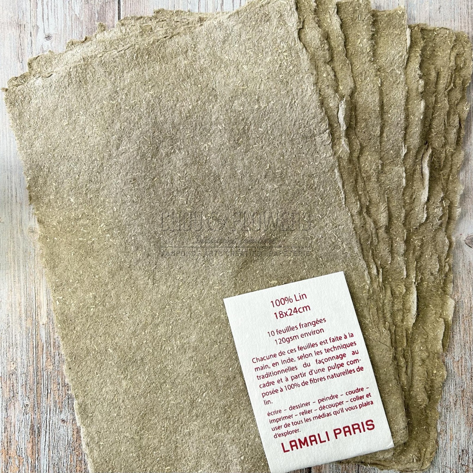 10 feuilles 100% fibres naturelles de lin
