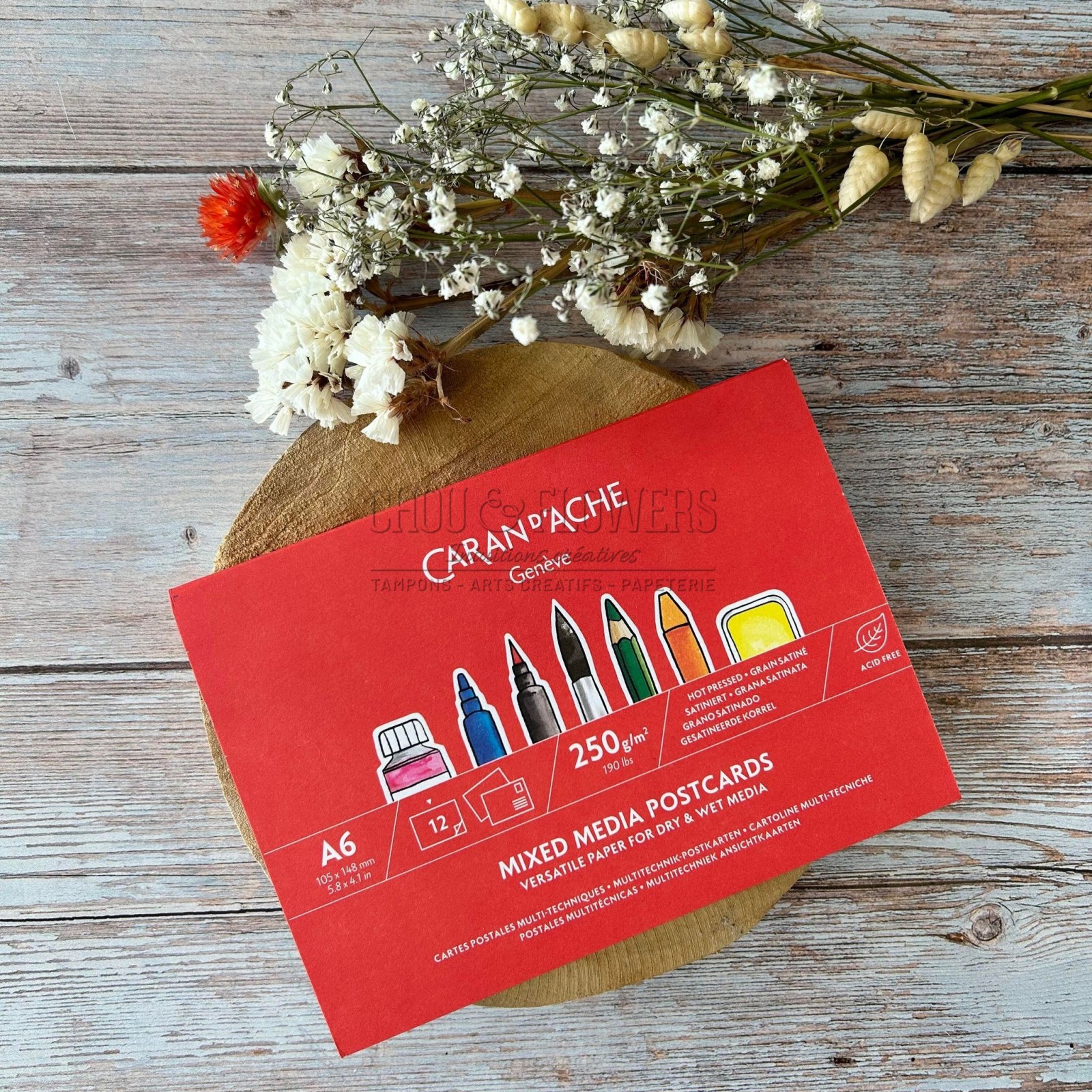 mixed media postcard carand'Ache